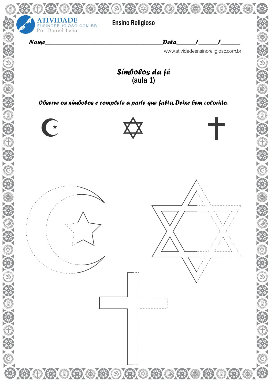 Atividade de Ensino Religioso - Materiais didáticos (aulas em PDF ...